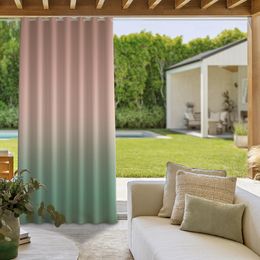 Bilderwelten Outdoor Vorhang nach Ma&szlig; blickdicht pastell Sonnenschutz Abstrakt mit &Ouml;sen - Rosa-Gr&uuml;n Farbverlauf - wetterfest Balkon Pergola