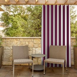 Outdoor Vorhang nach Ma&szlig; blickdicht - L&auml;ngsstreifen in Fuchsia - violett Sonnenschutz modern mit &Ouml;sen Streifen Balkon Pergola
