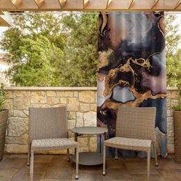 Bilderwelten Outdoor Vorhang nach Ma&szlig; blickdicht gold originell Abstrakt Aquarell - Marmor Aquarell mit Gold - wetterfest Balkon Pergola