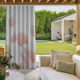Outdoor Vorhang nach Ma&szlig; blickdicht - Rosa Gr&auml;serspitzen - beige Sonnenschutz Landhaus mit &Ouml;sen Gr&auml;ser Balkon Pergola