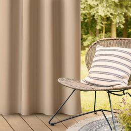 Bilderwelten Outdoor Vorhang nach Ma&szlig; blickdicht beige Sonnenschutz Unifarben mit &Ouml;sen - Humble Hummus - wetterfest Balkon Pergola
