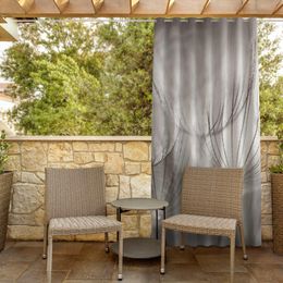 Bilderwelten Outdoor Vorhang nach Ma&szlig; blickdicht schwarz weiss Blumen Motiv mit &Ouml;sen - Pusteblumen Makroaufnahme in Schwarz Wei&szlig; - Pusteblume Balkon Pergola