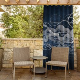 Outdoor Vorhang nach Ma&szlig; blickdicht - Quallentanz I - blau Tiere modern mit &Ouml;sen wetterfest Balkon Pergola
