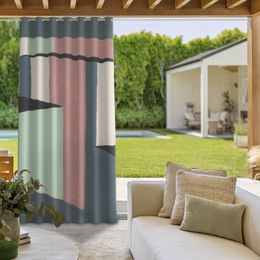 Bilderwelten Outdoor Vorhang nach Ma&szlig; blickdicht bunt originell Abstrakt mit &Ouml;sen - Schatten der W&auml;nde III - wetterfest Balkon Pergola