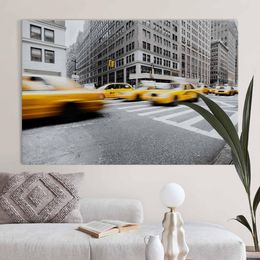 Bilderwelten Akustikbild Stadt schwarz weiss Motiv Schallschutzbild - Rasantes New York - Architektur Wohnzimmer Schlafzimmer