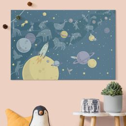 Akustikbild Planeten mit Sternzeichen und Raketen