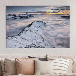 Bilderwelten Akustikbild Blick &uuml;ber Wolken und Berge