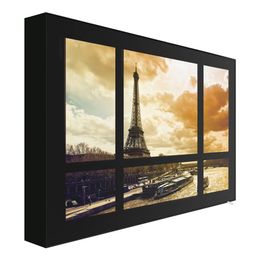 Bilderwelten Akustik-Wechselbild Fensterblick - Paris Eiffelturm Sonnenuntergang