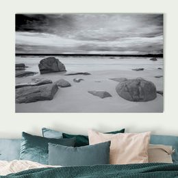 Bilderwelten Akustikbild Strand schwarz weiss Motiv Schallschutzbild - Rocky Coast - Meerblick Wohnzimmer Schlafzimmer