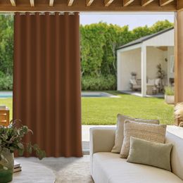 Outdoor Vorhang nach Ma&szlig; blickdicht - Rehbraun - braun Sonnenschutz Unifarben mit &Ouml;sen wetterfest Balkon Pergola