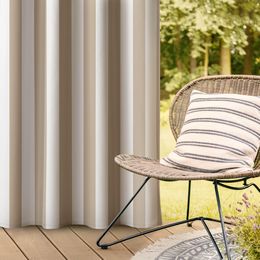 Bilderwelten Outdoor Vorhang nach Ma&szlig; blickdicht beige Sonnenschutz modern mit &Ouml;sen - L&auml;ngsstreifen in Macchiato - Streifen Balkon Pergola