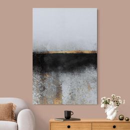 Akustikbild Abstrakter Goldener Horizont Schwarz Wei&szlig;