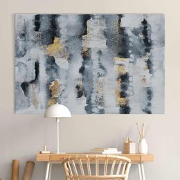 Bilderwelten Akustikbild Abstraktes Aquarell mit Gold
