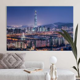 Bilderwelten Akustikbild Lotte World Tower bei Nacht