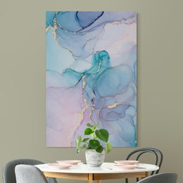 Akustikbild Aquarell Pastell T&uuml;rkis mit Gold