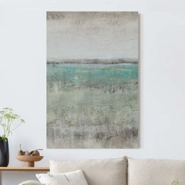 Bilderwelten Akustikbild originell t&uuml;rkis Abstrakt Schallschutzbild - Horizont &uuml;ber T&uuml;rkis I - Wandbild Wohnzimmer Schlafzimmer