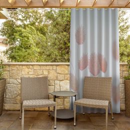 Bilderwelten Outdoor Vorhang nach Ma&szlig; blickdicht beige Sonnenschutz Landhaus mit &Ouml;sen - Rosa Gr&auml;serspitzen - Gr&auml;ser Balkon Pergola
