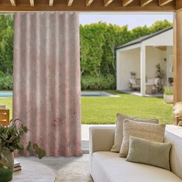 Bilderwelten Outdoor Vorhang nach Ma&szlig; blickdicht rosa originell Vintage mit &Ouml;sen - Rosa Korallengrund - Retro Balkon Pergola