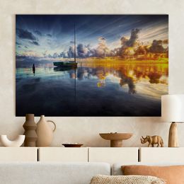 Bilderwelten Akustikbild Natur blau Motiv Schallschutzbild - Time For Reflection - Boot Schiff & U-Boot Wohnzimmer Schlafzimmer