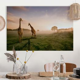 Bilderwelten Akustikbild Natur beige Motiv Schallschutzbild - Surreal Giraffes - africa Wohnzimmer Schlafzimmer