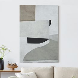 Bilderwelten Akustikbild originell grau Abstrakt Schallschutzbild - Abstrakte Formen mit Strukturen - Wandbild Wohnzimmer Schlafzimmer