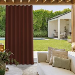 Outdoor Vorhang nach Ma&szlig; blickdicht - Rotbraun - braun Sonnenschutz Unifarben mit &Ouml;sen wetterfest Balkon Pergola