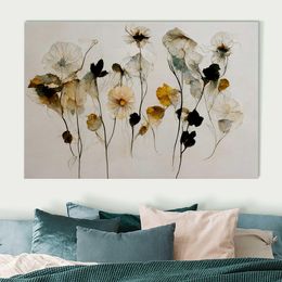 Bilderwelten Akustikbild Blumen beige modern Schallschutzbild - Warme Bl&uuml;ten - Wandbild Wohnzimmer Schlafzimmer