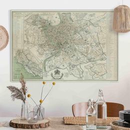 Bilderwelten Akustikbild Weltkarte beige Vintage Schallschutzbild - Vintage Stadtplan Rom Antik - Italien Wohnzimmer Schlafzimmer
