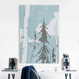 Bilderwelten Akustikbild Gezeichneter Wald