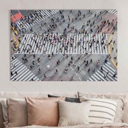 Bilderwelten Akustikbild Stadt grau Motiv Schallschutzbild - Shibuya Crossing in Tokio - Japan Wohnzimmer Schlafzimmer