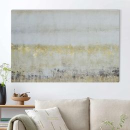 Bilderwelten Akustikbild originell weiss Abstrakt Schallschutzbild - Goldene Farbfelder I - Wandbild Wohnzimmer Schlafzimmer