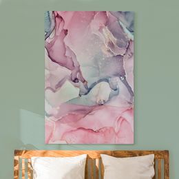 Akustikbild Aquarell Pastell Rosa mit Gold