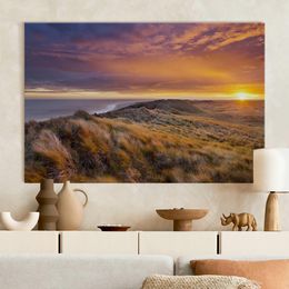 Bilderwelten Akustikbild Strand orange Motiv Schallschutzbild - Sonnenaufgang am Strand auf Sylt - Sonnenuntergang Wohnzimmer Schlafzimmer