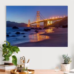Bilderwelten Akustikbild Golden Gate Bridge am Abend