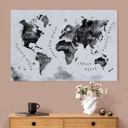 Akustikbild Weltkarte Aquarell schwarz
