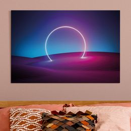 Akustikbild Neonlichtkreis im Sand