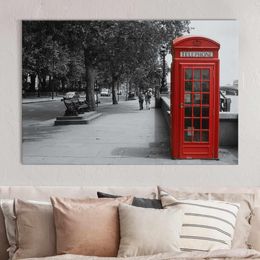 Bilderwelten Akustikbild Stadt rot Motiv Schallschutzbild - Telephone - London Wohnzimmer Schlafzimmer