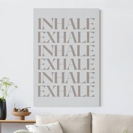 Bilderwelten Akustikbild Spr&uuml;che beige modern Schallschutzbild - Ein- und Ausatmen - Motivation Wohnzimmer Schlafzimmer