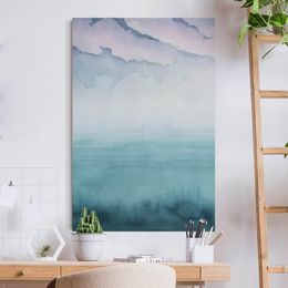 Bilderwelten Akustikbild Strand t&uuml;rkis Abstrakt Schallschutzbild - D&auml;mmerung auf der Bucht I - Meerblick Wohnzimmer Schlafzimmer