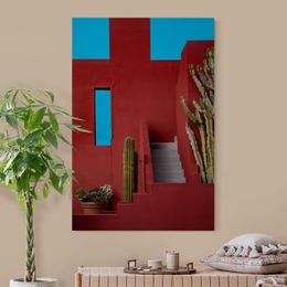 Akustikbild Rote Architektur mit Kakteen
