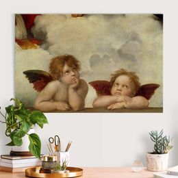 Bilderwelten Akustikbild originell beige modern Schallschutzbild - Raffael - Zwei Engel - Engel Wohnzimmer Schlafzimmer