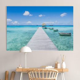Bilderwelten Akustikbild Strand t&uuml;rkis Tropisch Schallschutzbild - Urlaub in den Tropen - Karibik Wohnzimmer Schlafzimmer