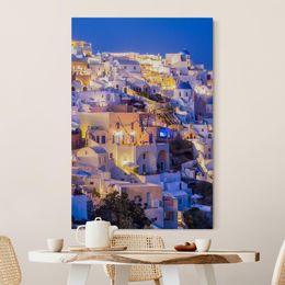Bilderwelten Akustikbild Santorini at night