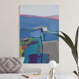 Bilderwelten Akustikbild originell blau Abstrakt Schallschutzbild - Abstrakte helle H&uuml;gel - Wandbild Wohnzimmer Schlafzimmer