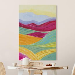 Bilderwelten Akustikbild Natur bunt Abstrakt Schallschutzbild - Sonnige Abstrakte Landschaft - Landschaft Wohnzimmer Schlafzimmer