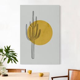 Bilderwelten Akustikbild originell beige Abstrakt Schallschutzbild - Saguaro Kaktus - Wandbild Wohnzimmer Schlafzimmer