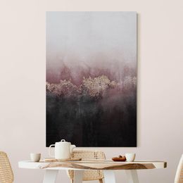 Bilderwelten Akustikbild originell rosa Abstrakt Aquarell - Goldene D&auml;mmerung Rosa - Wandbild Wohnzimmer Schlafzimmer