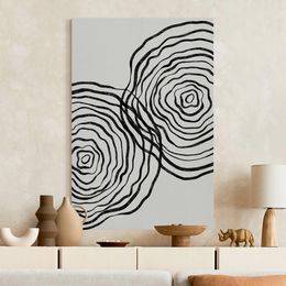 Bilderwelten Akustikbild originell beige Abstrakt Schallschutzbild - Schwarze Kreise I - Wandbild Wohnzimmer Schlafzimmer