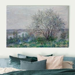 Bilderwelten Akustikbild Wald beige modern Schallschutzbild - Claude Monet - Fr&uuml;hlingsstimmung - B&auml;ume Wohnzimmer Schlafzimmer