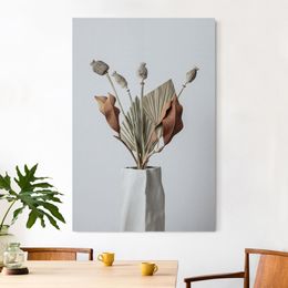 Bilderwelten Akustikbild Blumen beige Vintage Schallschutzbild - Trockenblumen-Strau&szlig; - Gr&auml;ser Wohnzimmer Schlafzimmer